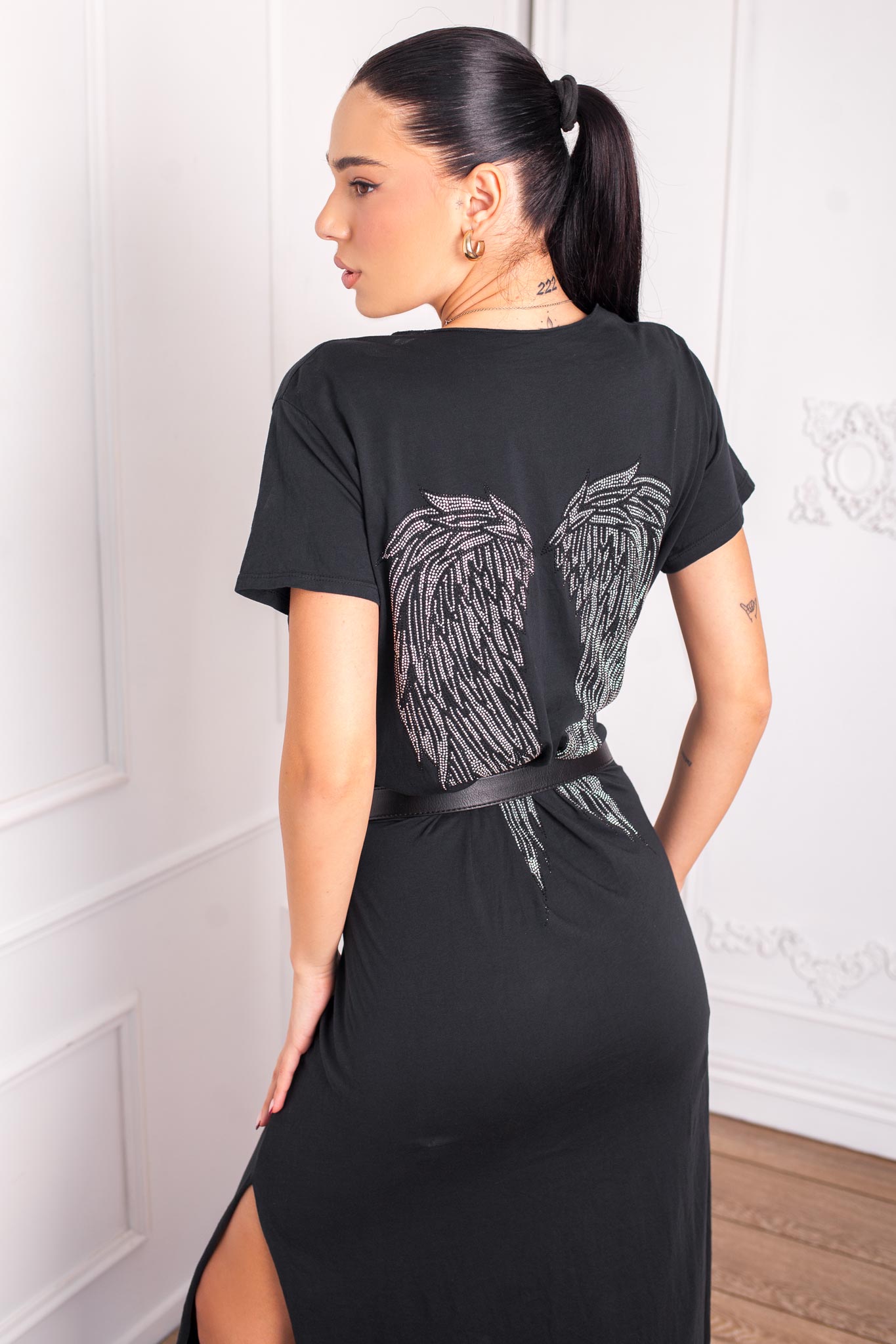 Angelo φόρεμα με strass μαύρο - Joy Fashion House